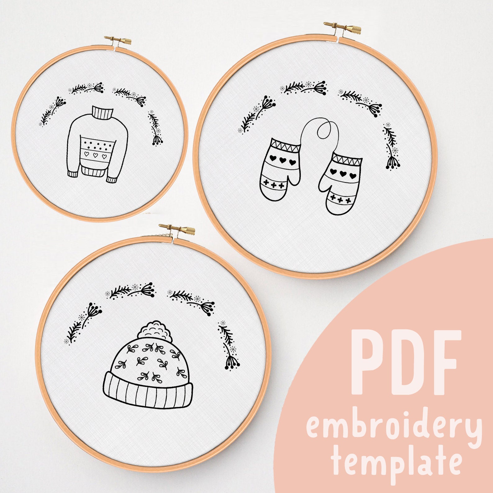 Set of 3 Christmas Clothing Patterns Winter Embroidery - Etsy