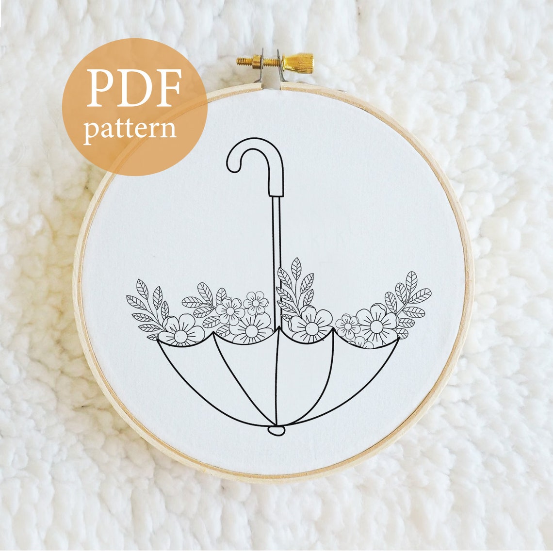 Umbrella Embroidery Pattern Floral Umbrella Hand Embroidery - Etsy