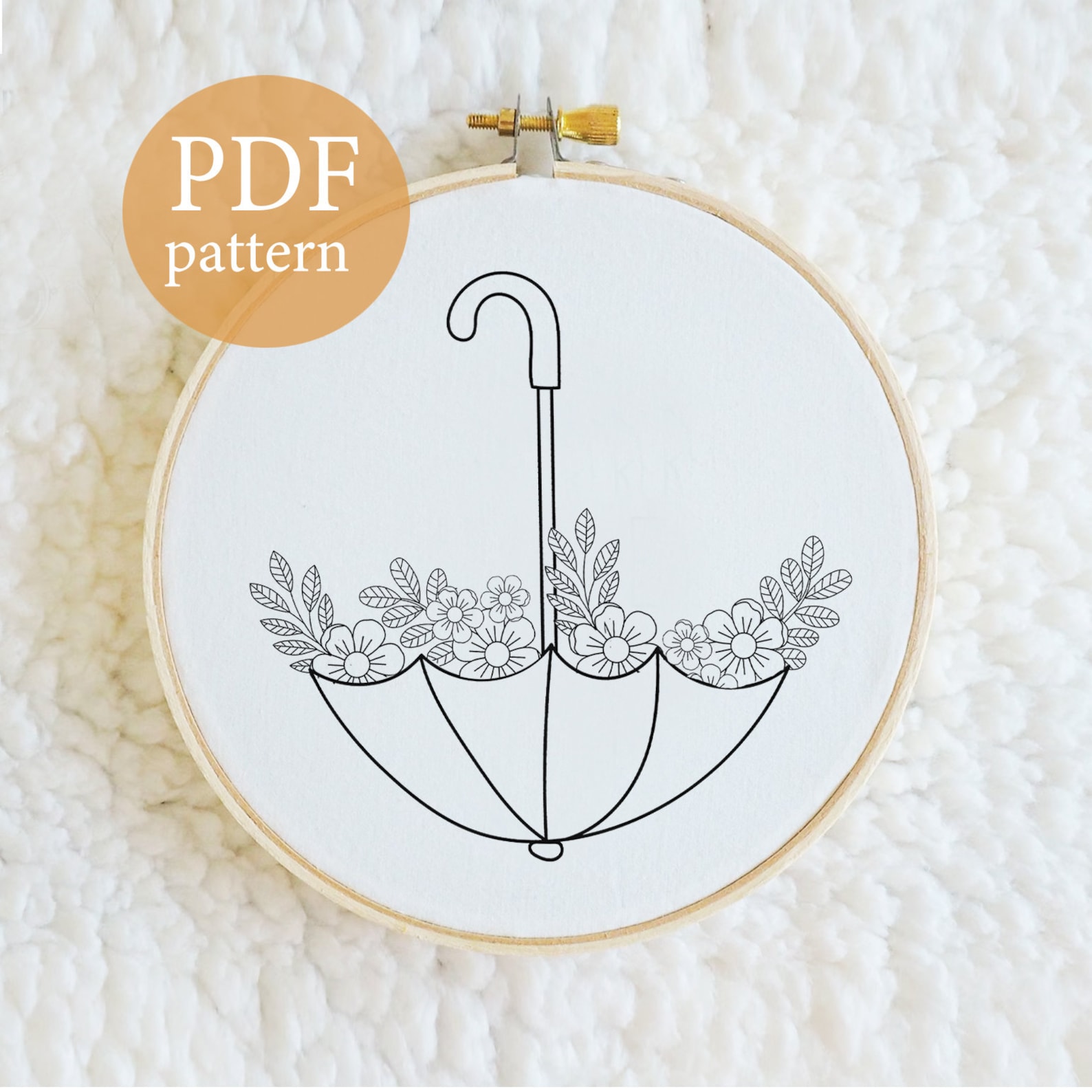 Umbrella Embroidery Pattern Floral Umbrella Hand Embroidery - Etsy