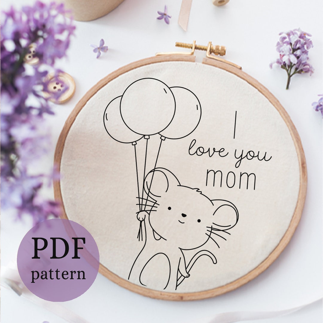 Mom Embroidery Pattern Mothers Day Embroidery Mouse - Etsy
