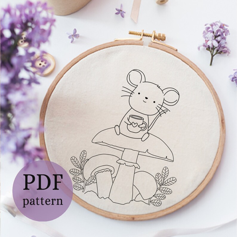 Hand Embroidery Pattern Mushroom Simple Embroidery PDF - Etsy
