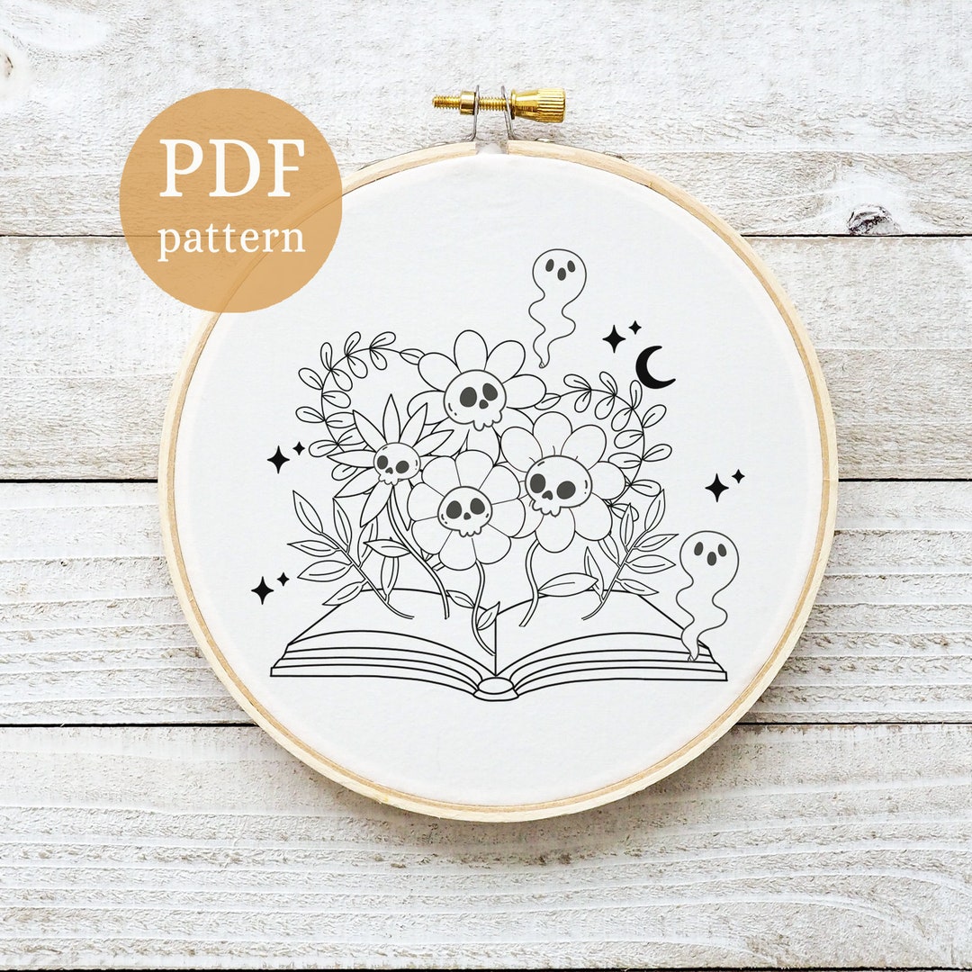 Haunted Book Embroidery Pattern Halloween Embroidery Pattern - Etsy