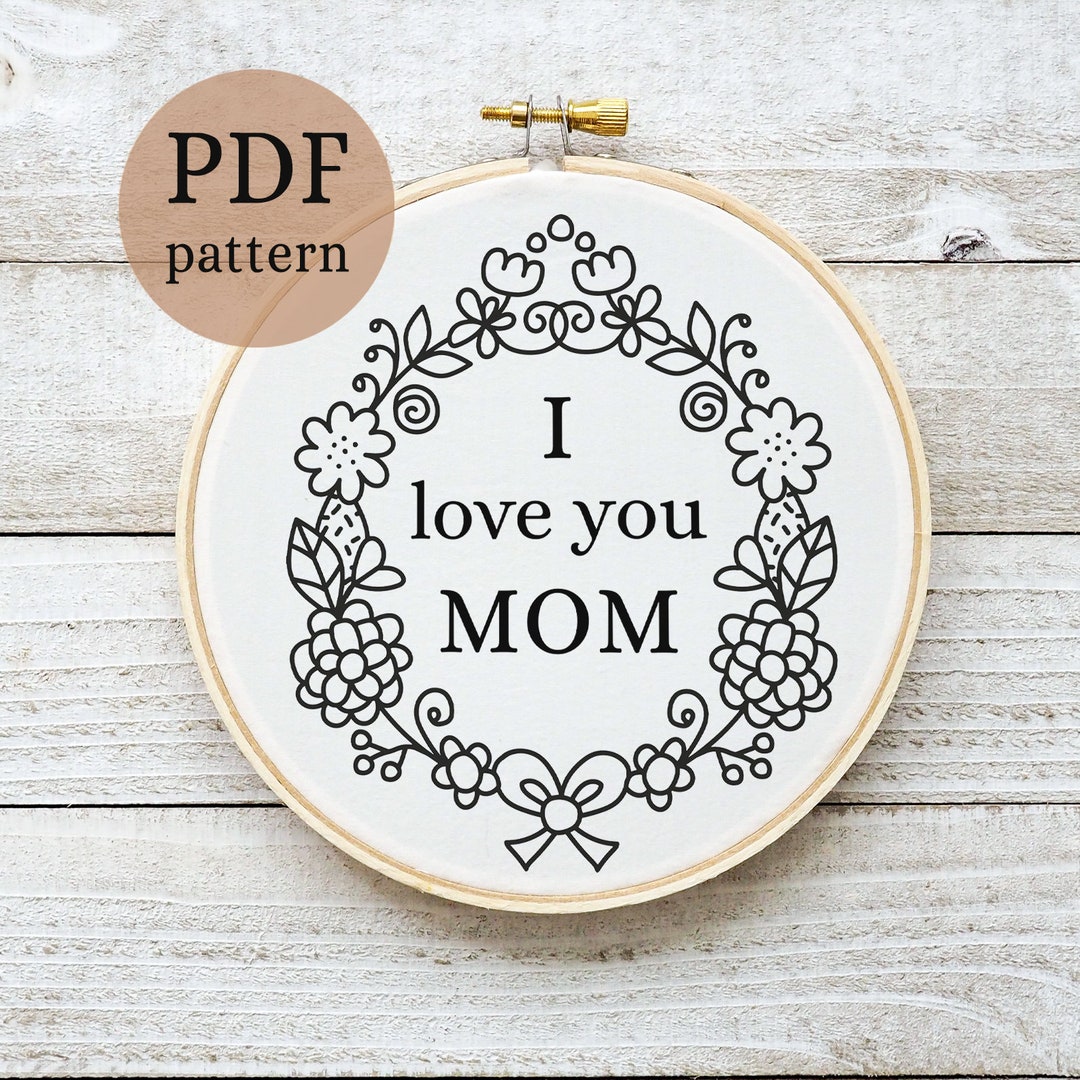 Mom Digital Pattern Mom Embroidery Design Floral Hand - Etsy