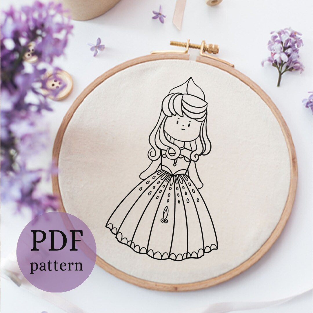 Princess Embroidery Design, Hand Embroidery Design, Princess Embroidery ...