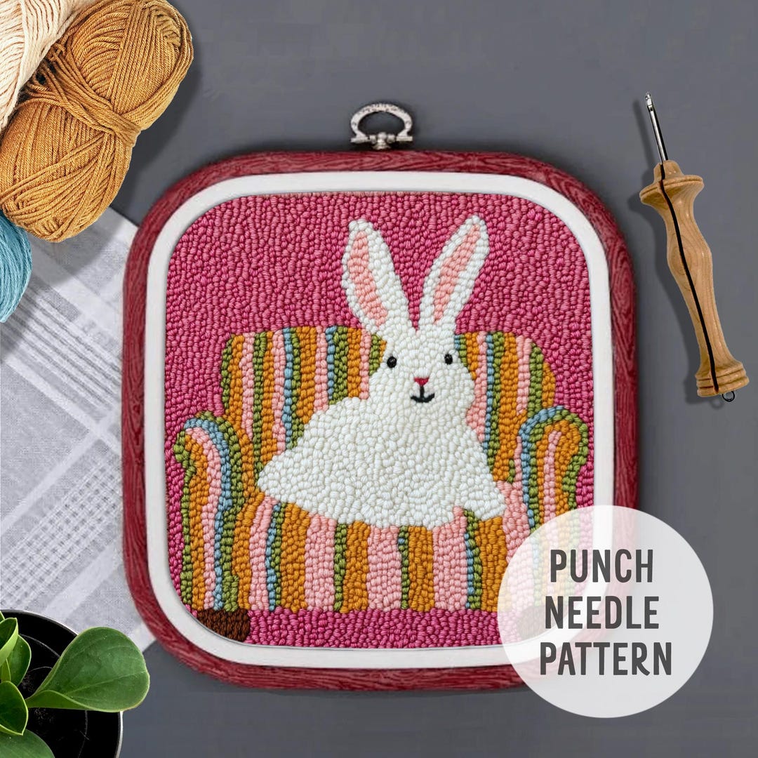 Rabbit Punch Needle Pattern: DIY Home Decor, Craft Therapy (PDF Pattern ...