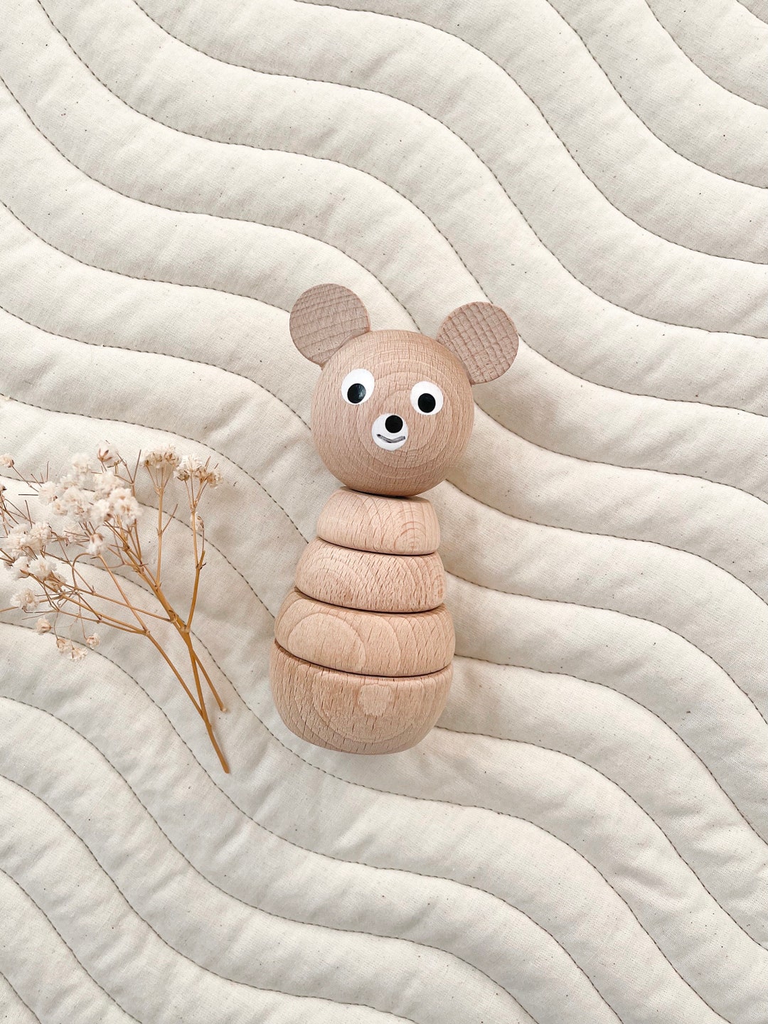 Handmade Wooden Stacking Bear Toy: Montessori Eco Beech Wood - Etsy