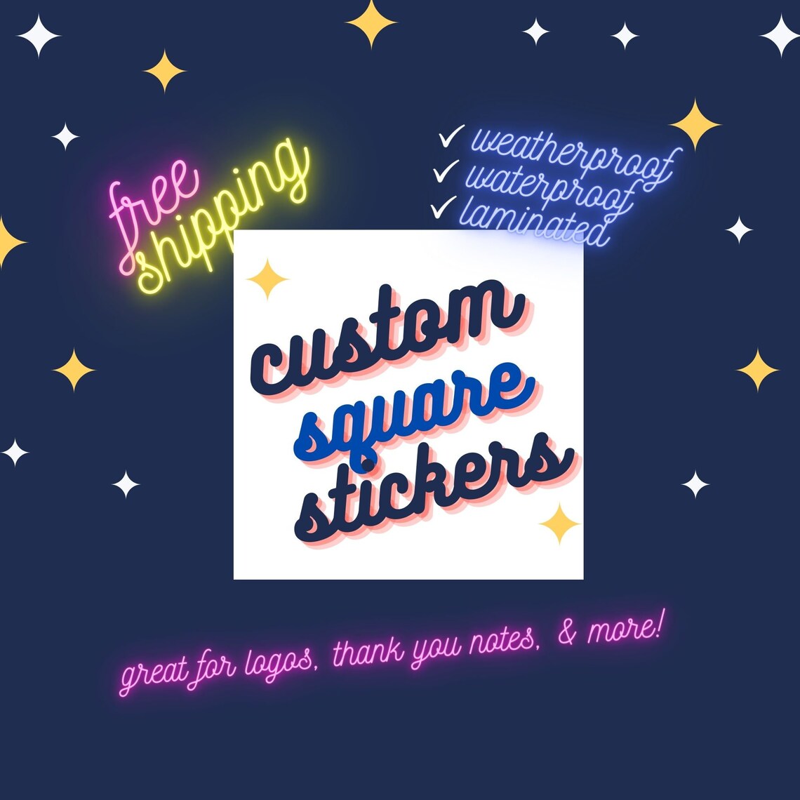 Custom Square Logo Stickers | Weatherproof Waterproof Laminated Matte ...