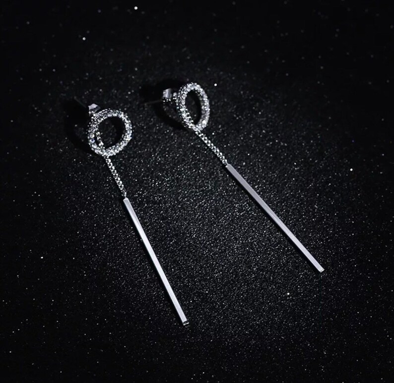 Long Drop Threader Earrings - Etsy UK
