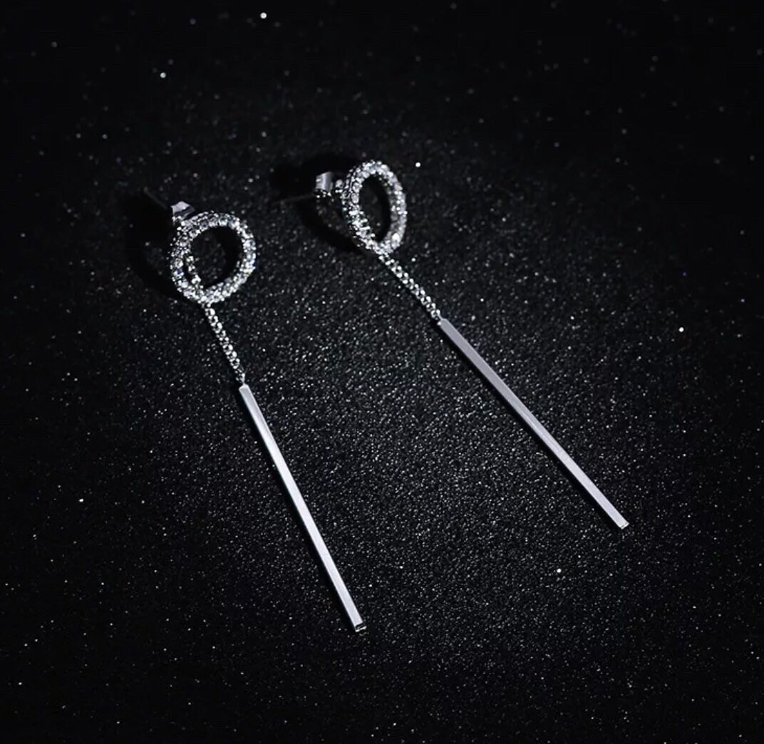 Long Drop Threader Earrings - Etsy UK