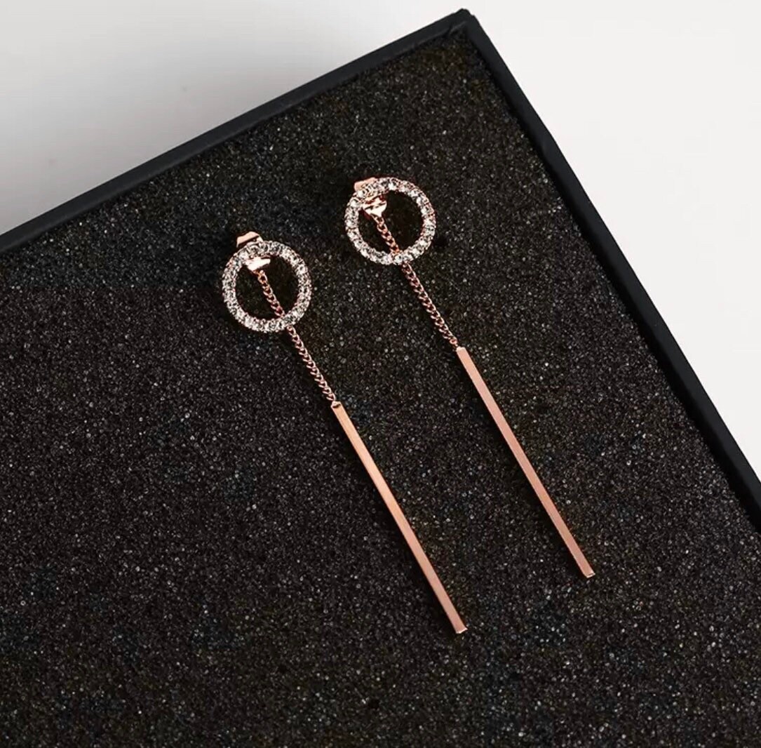 Long Drop Threader Earrings - Etsy UK