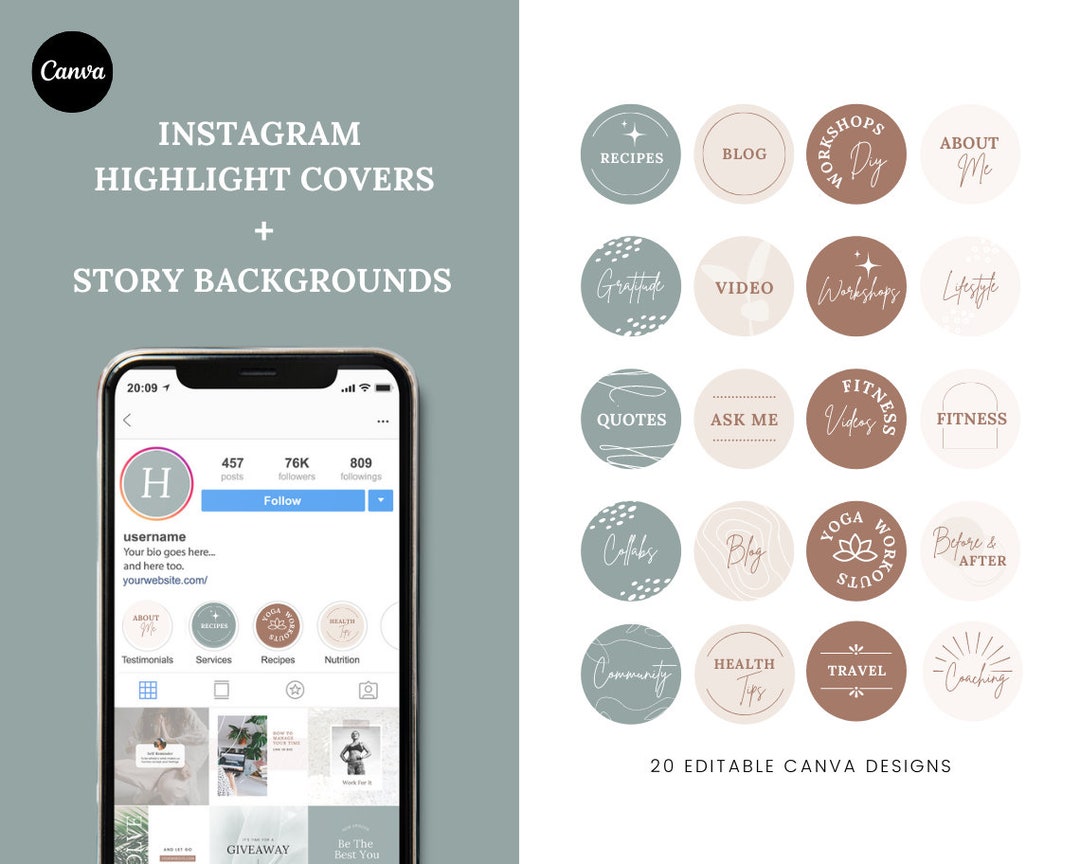 Instagram Highlight Covers | Story Highlights | Natural Beige and Blue ...