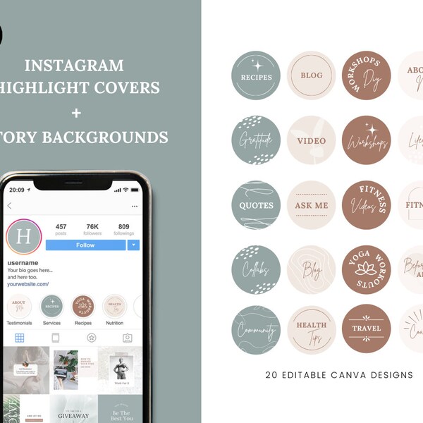 Highlight Covers for Instagram Blue - Etsy