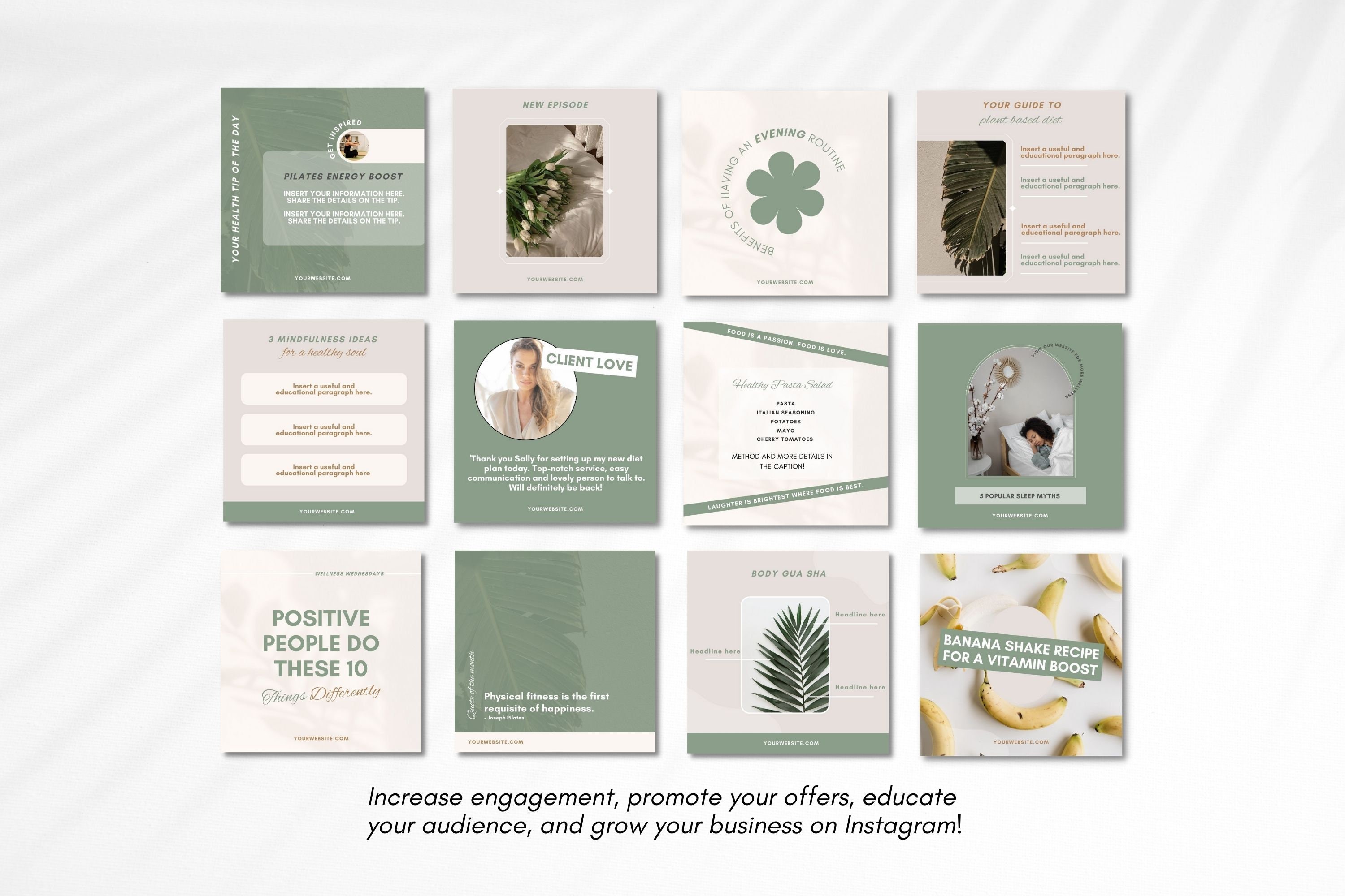 Sage Green Instagram Post Canva Template | Green Digital Instagram Feed ...