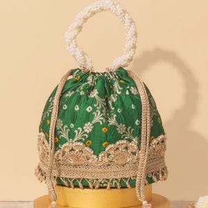 Rumani Bandhani Bucket Bag - Green, Bold Statement Bags, Gifts for Her ...
