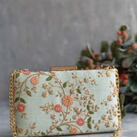 Kisslock Evening Bag: Japanese Floral Cotton Clutch With Chain Strap - Etsy