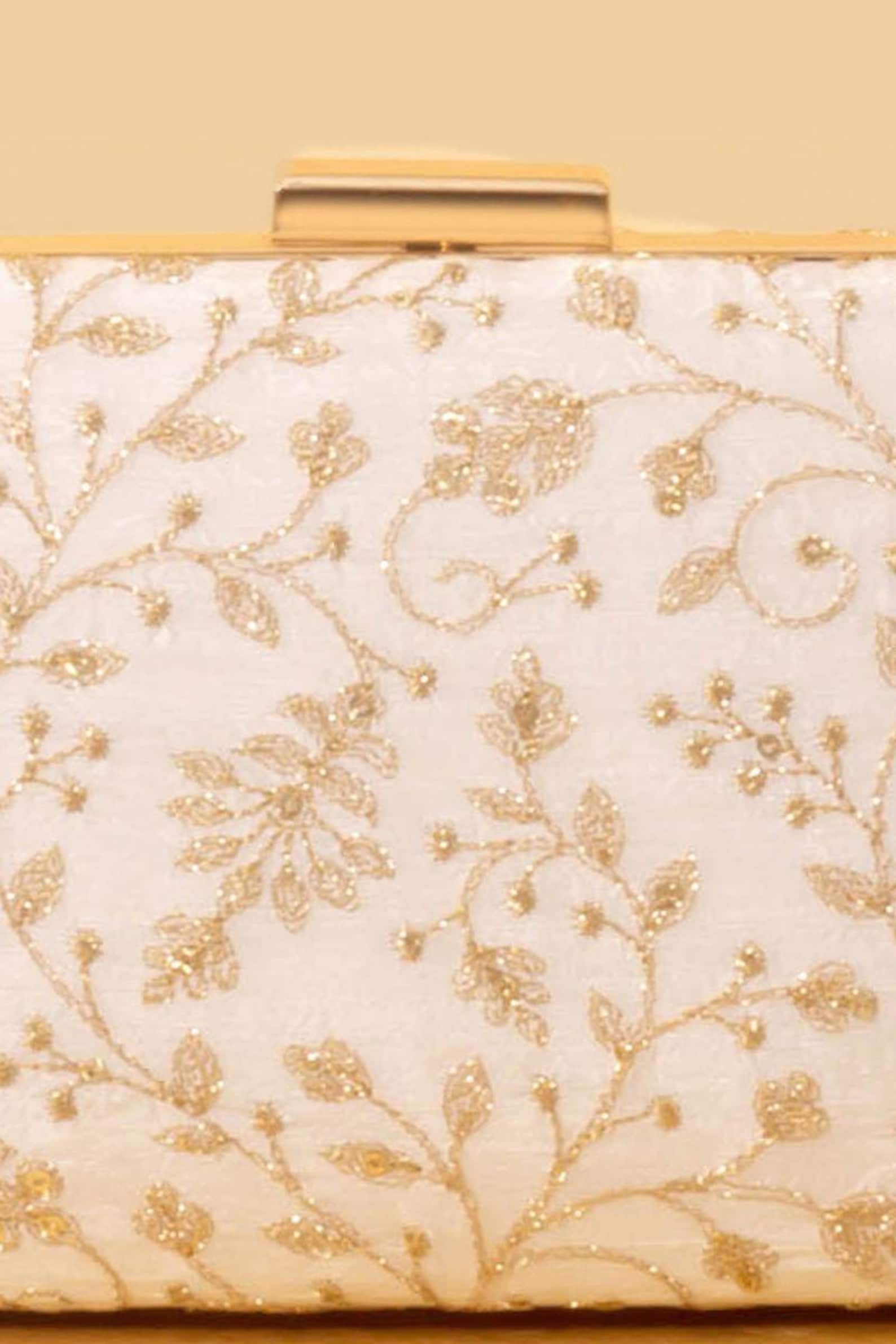 Antaria Embroidered Clutch - off White, Diwali Gifting, Wedding Favour ...