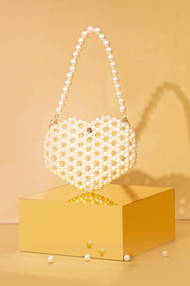 Heart Shaped Beaded Bag Tutorial Aria Mini Heart Bag Off-White, Pearl ...