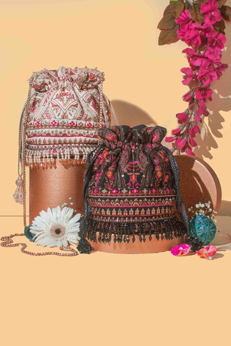 Rumi Off-white Ethnic Potli — Bridal Purse, Wedding Keepsake, Festive ...
