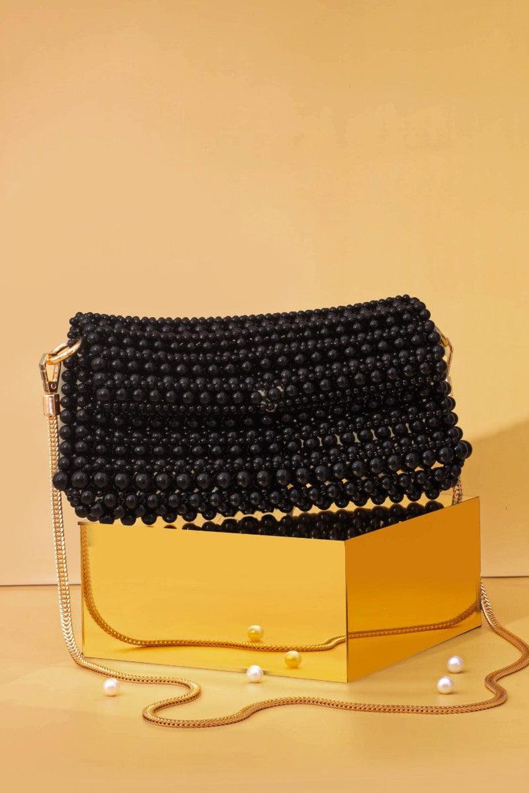 Viola Pearl Purse - Black, Modern Pearl Bag, Pearl Beaded Bag, Cocktail ...