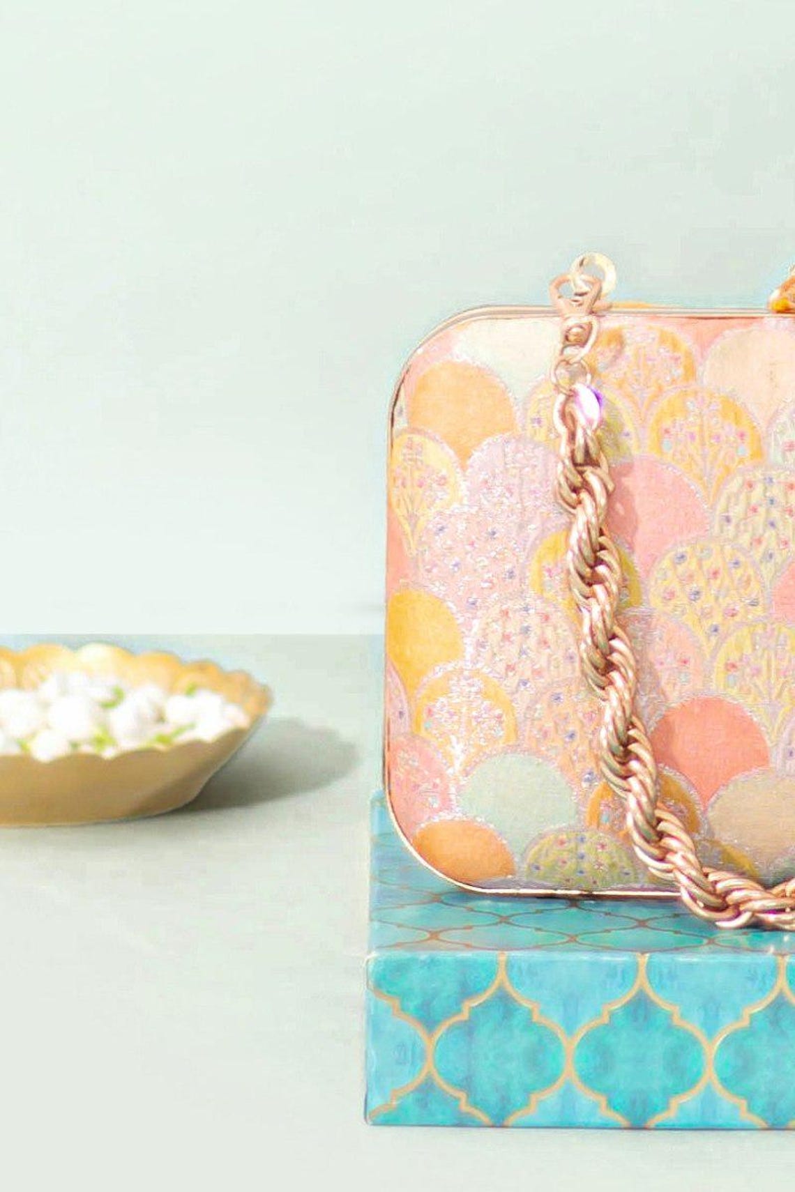 Manjari Pure Banarasi Silk Box Clutch - Multi Color, Shoulder Bag ...