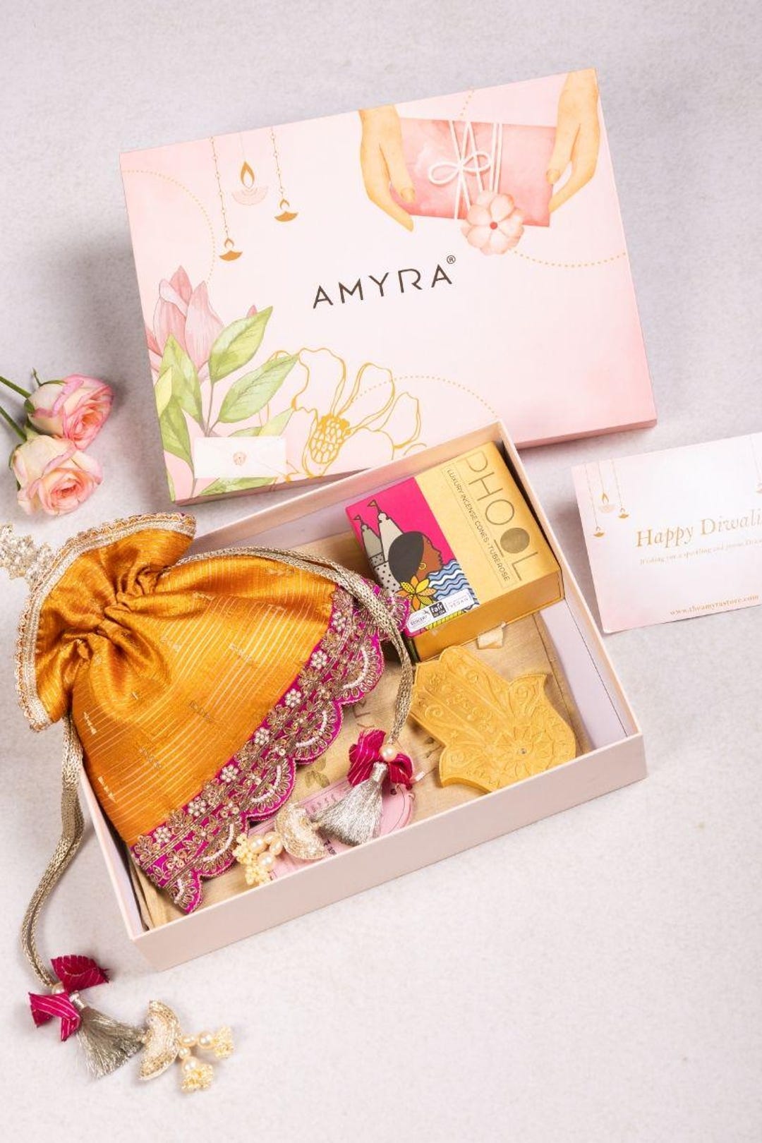 Diwali Hamper - Tari Mustard Potli - Home and Aroma Box, Diwali Gift ...