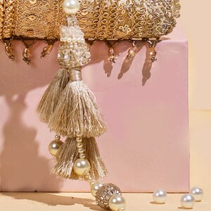 Buy Naaz Potli - Gold, Diwali Potli Pouch, Zari & Pearl Embroidered ...