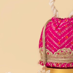 Rumani Bandhani Bucket Bag - Pink, Bold Statement Bags, Hot Pink Bags ...