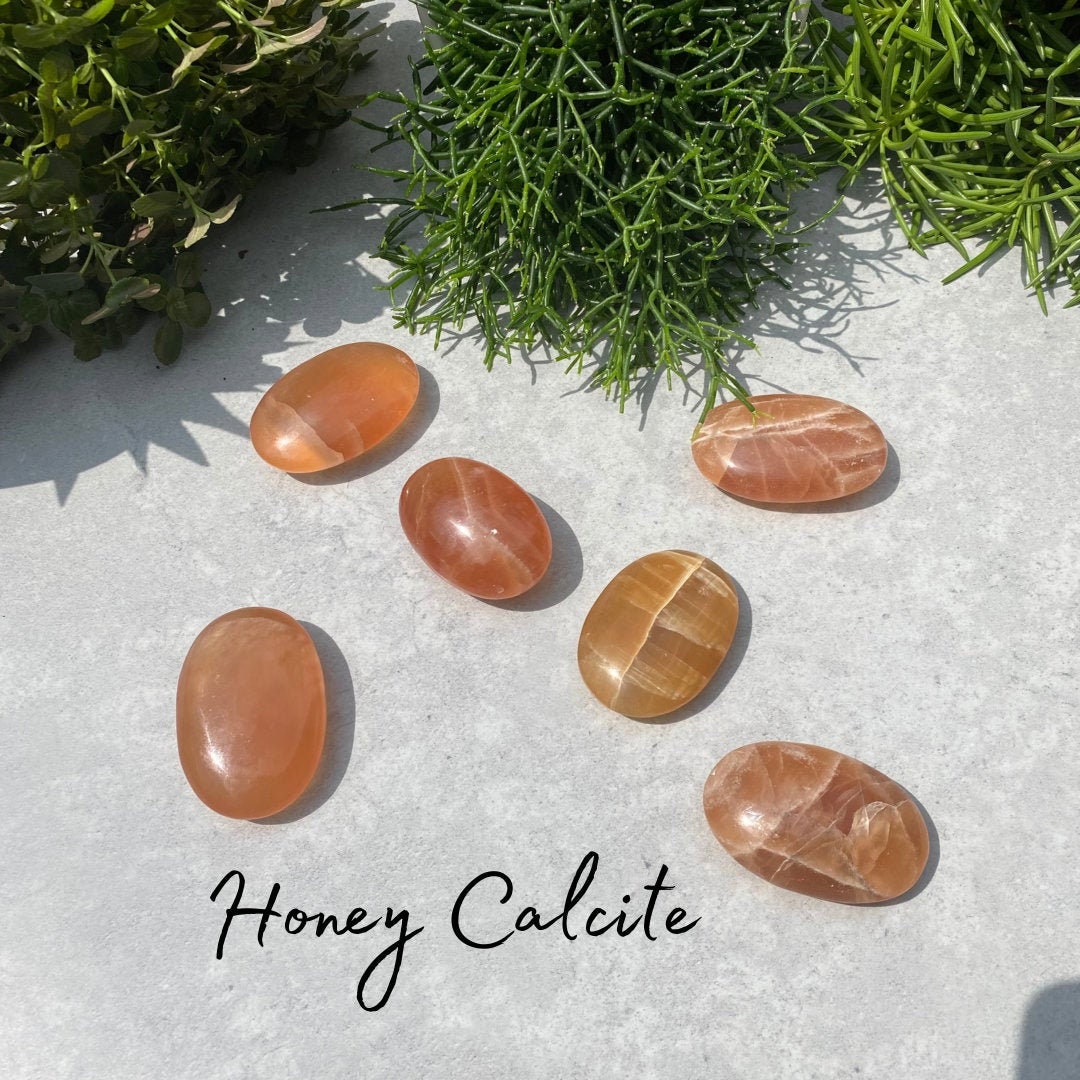 Honey Calcite Palm Stone - Polished Galet - Gemstone - Crystal - Etsy