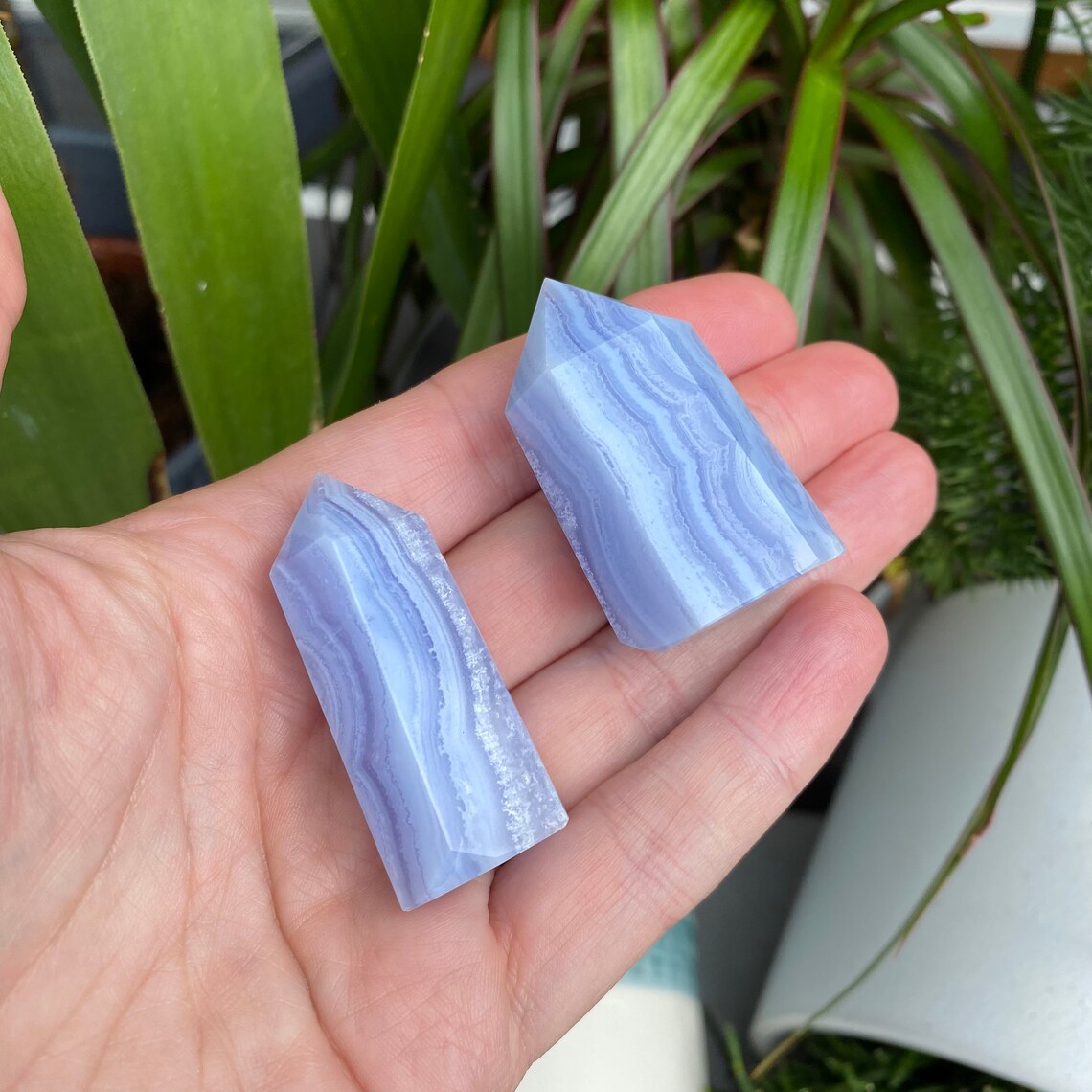 Blue Lace Agate Polished Tower - Freestanding Gemstone - Crystal - Etsy
