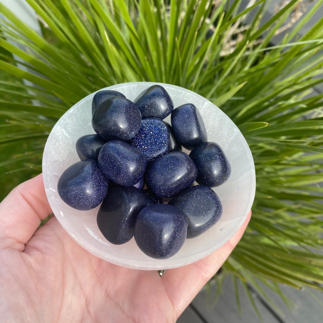 Blue Goldstone Polished Pebble Crystal - Tumbled Gemstone - Etsy