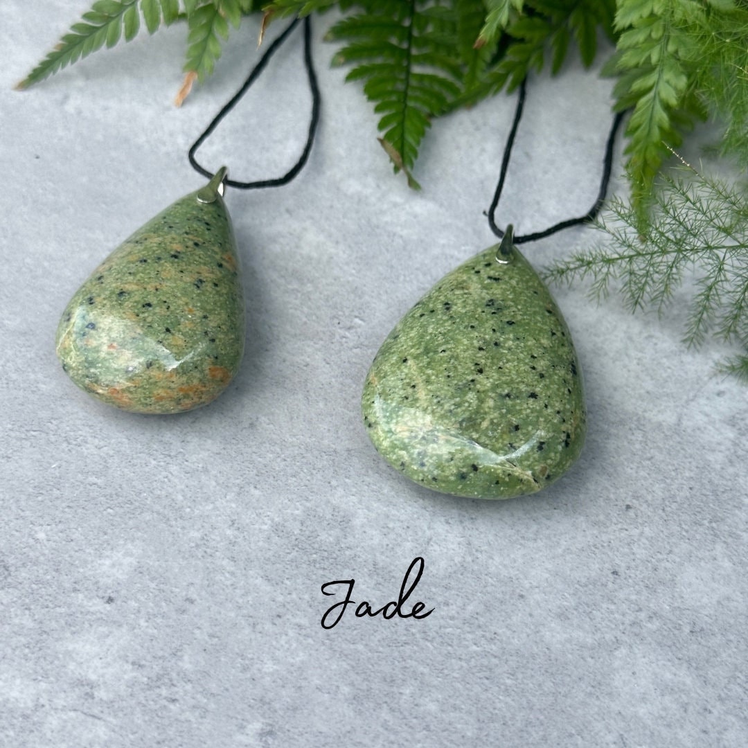 Afghan Jade/serpentine Teardrop Pendant Necklace - Sterling Silver ...