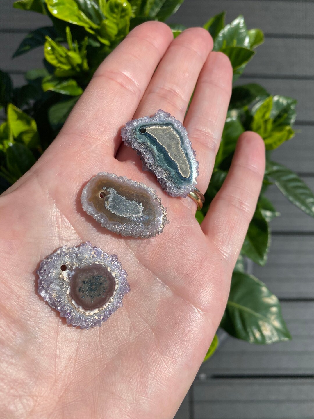Amethyst Stalactite Slice Natural Crystal - Drilled Gemstone - Etsy