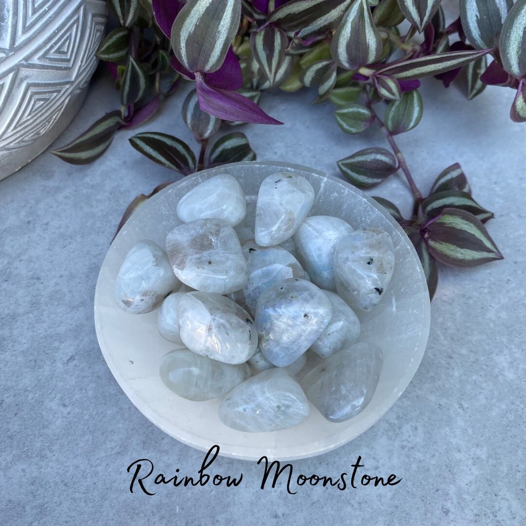 Rainbow Moonstone Polished Pebble Crystal - Tumbled Gemstone - 5 Sizes ...