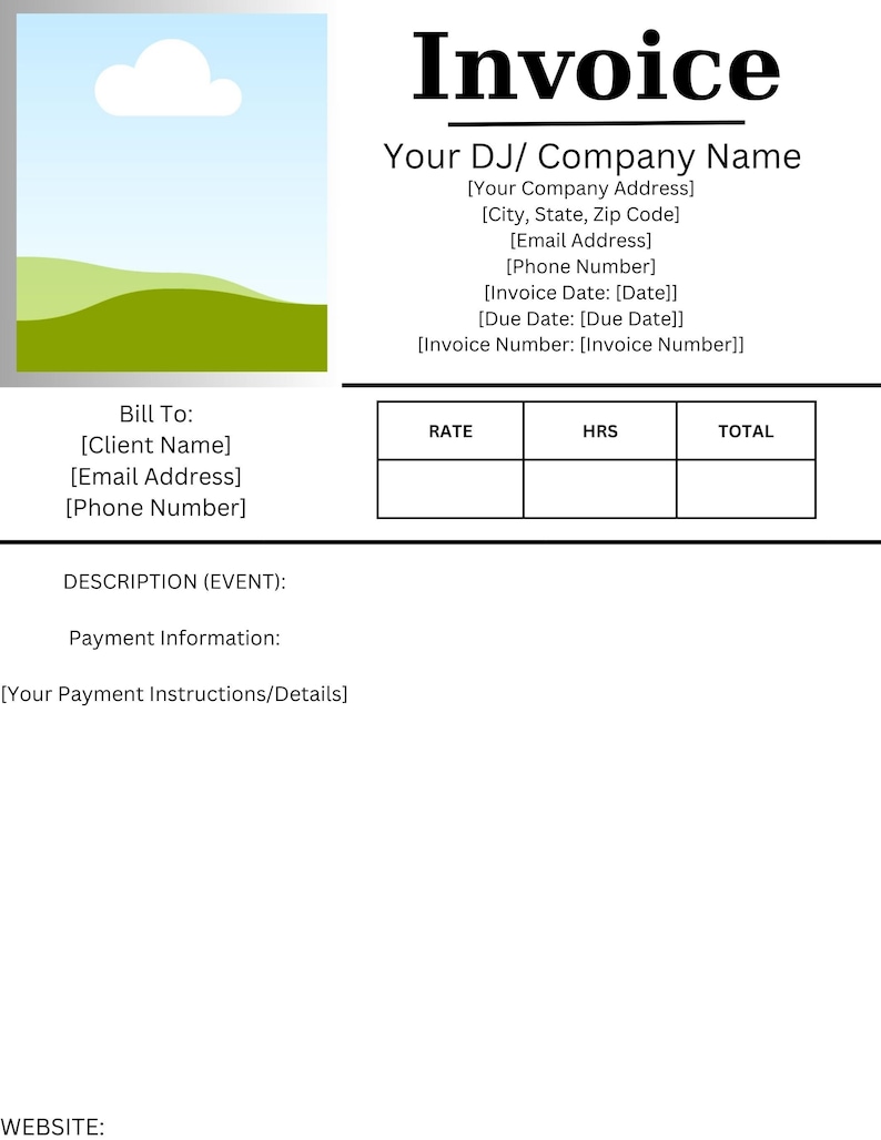 Custom Invoice for DJ Services Professional Invoice DJ for Weddings ...
