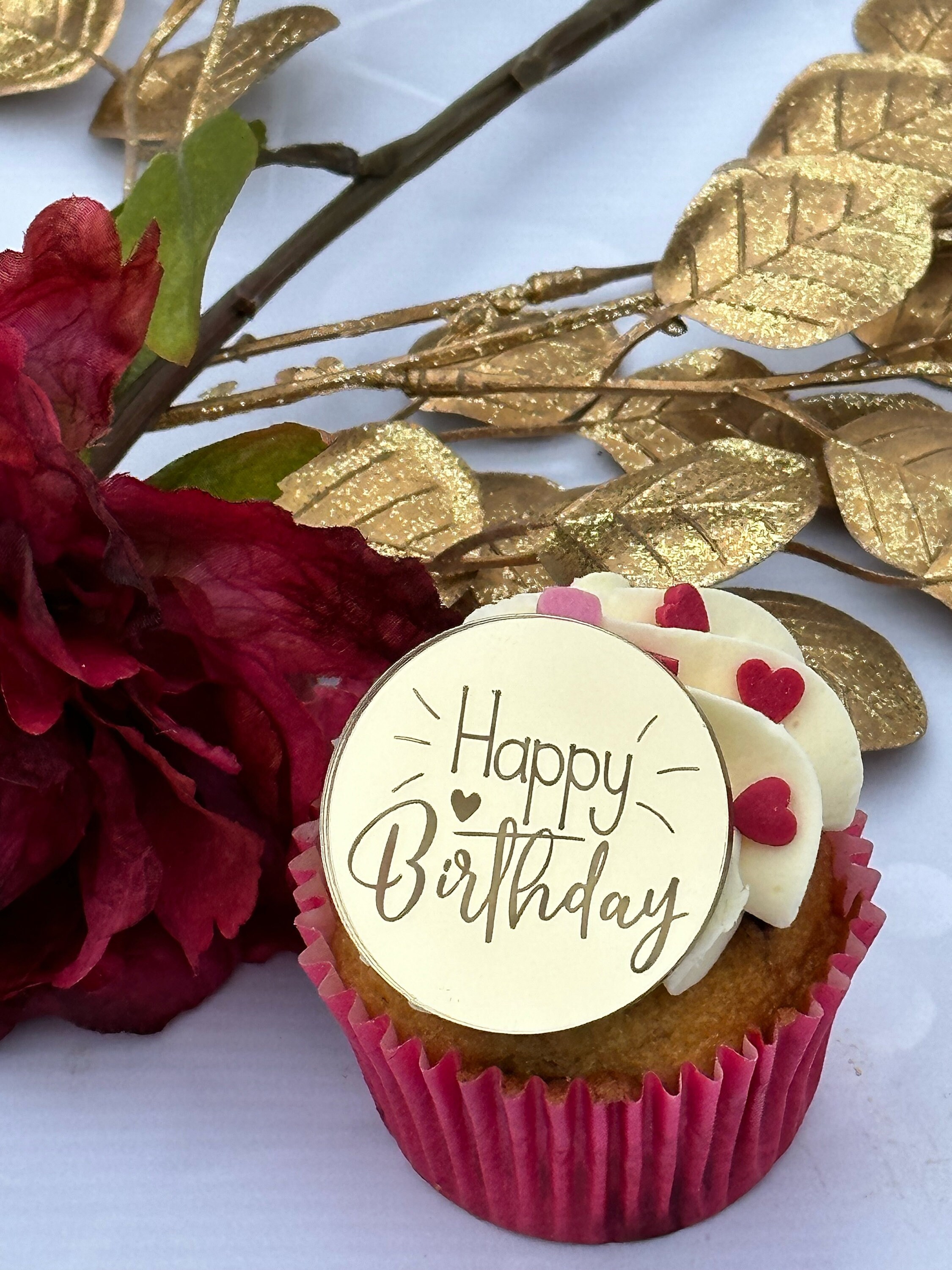 Acrylic Happy Birthday Cake Cupcake Disc Topper. Happy Birthday Acrylic ...