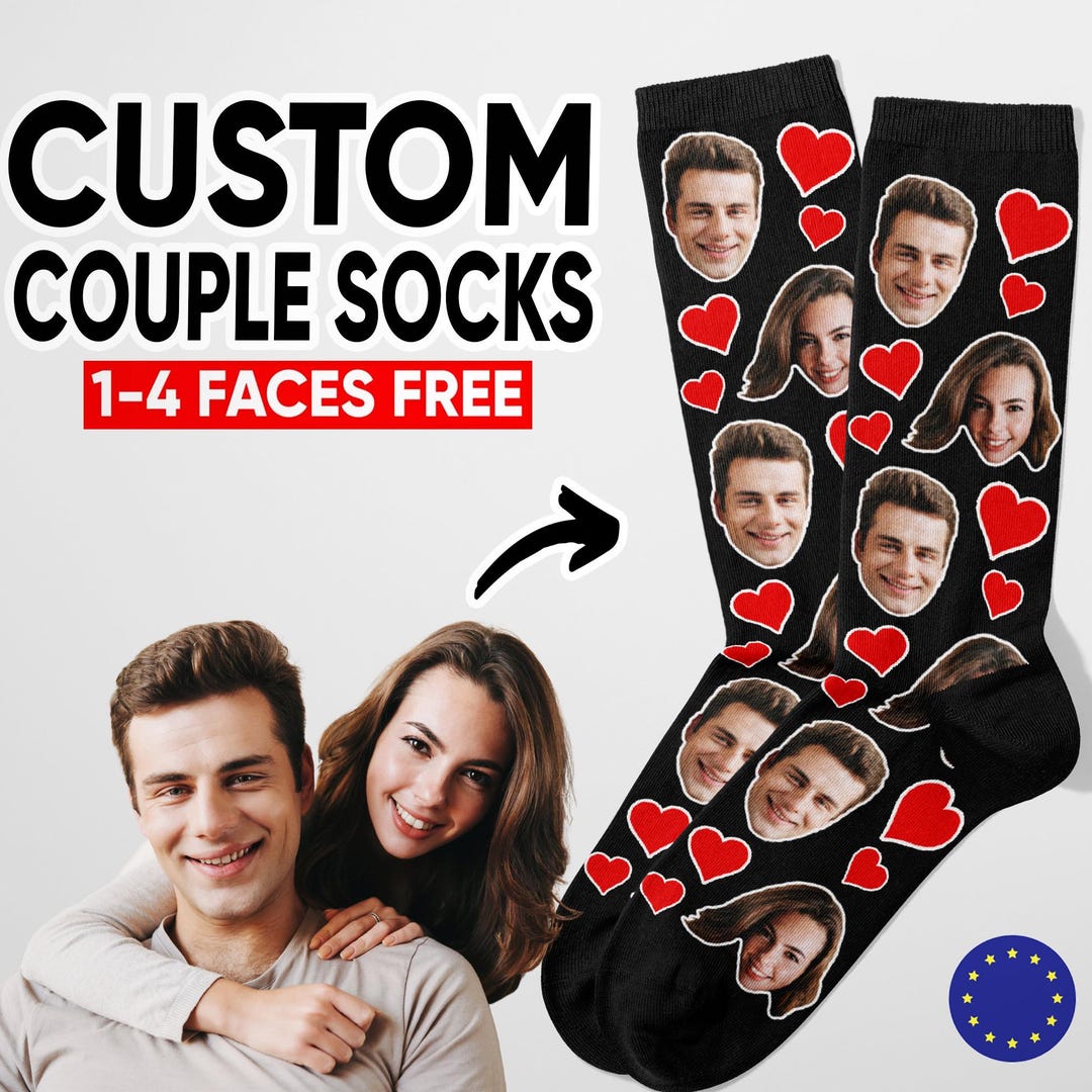 Custom Couple Face Socks, Valentine's Day Gift for Him, Personalized ...