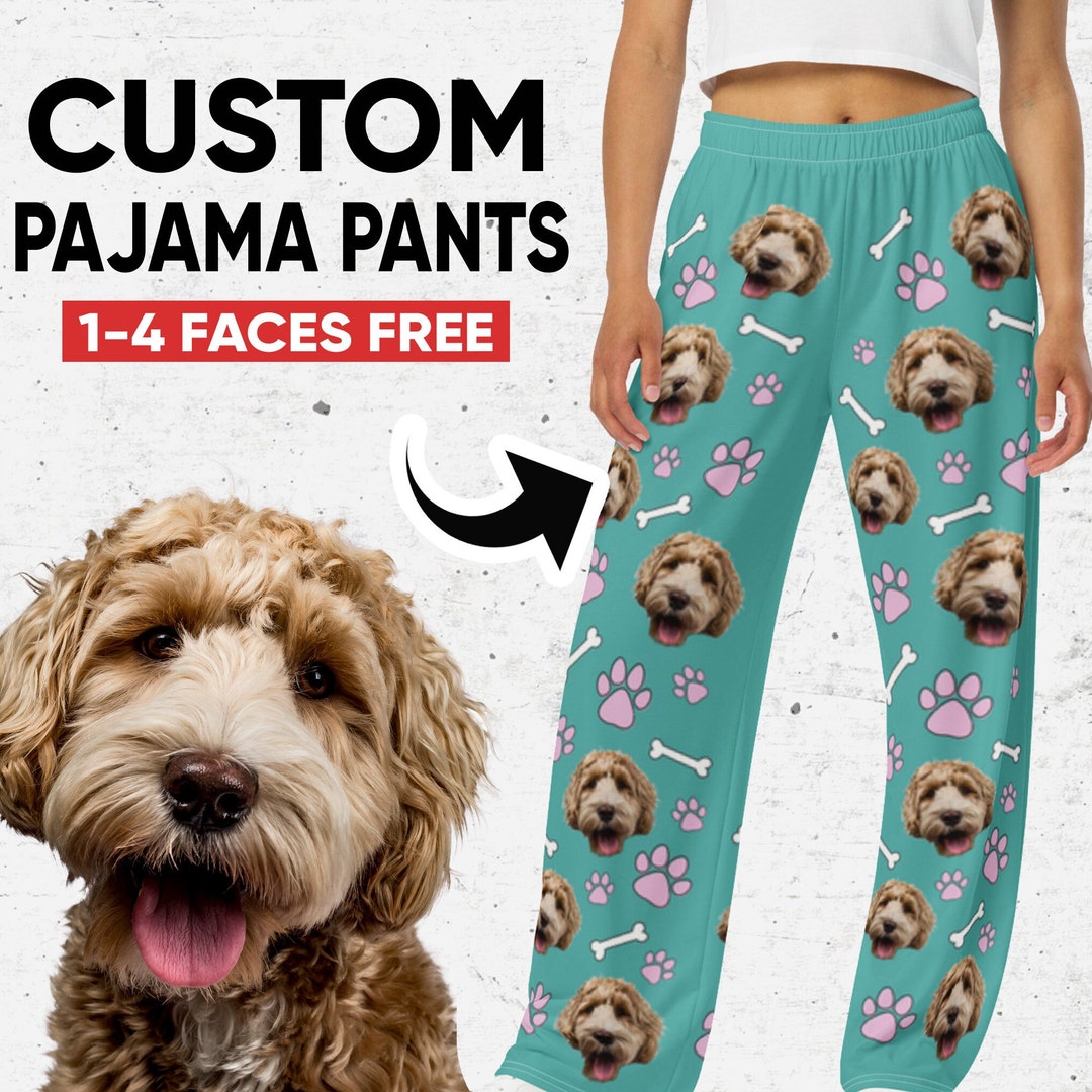 Custom Dog Pajama Pants, Dog Face on Pajamas, Personalized Pajama Pants ...