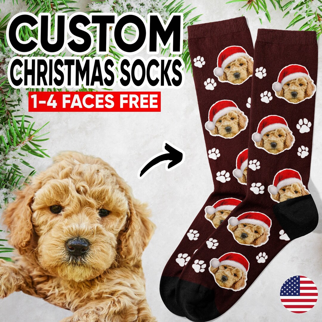 Custom Christmas Socks, Dog Photo Personalized Christmas Socks, Santa ...