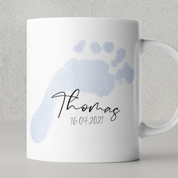 Baby Footprint Mug Fathers Day - Etsy