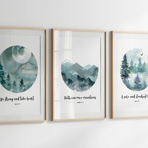 Mountain Scenery Scripture Print Set of 3 | Watercolour Landscapes ...
