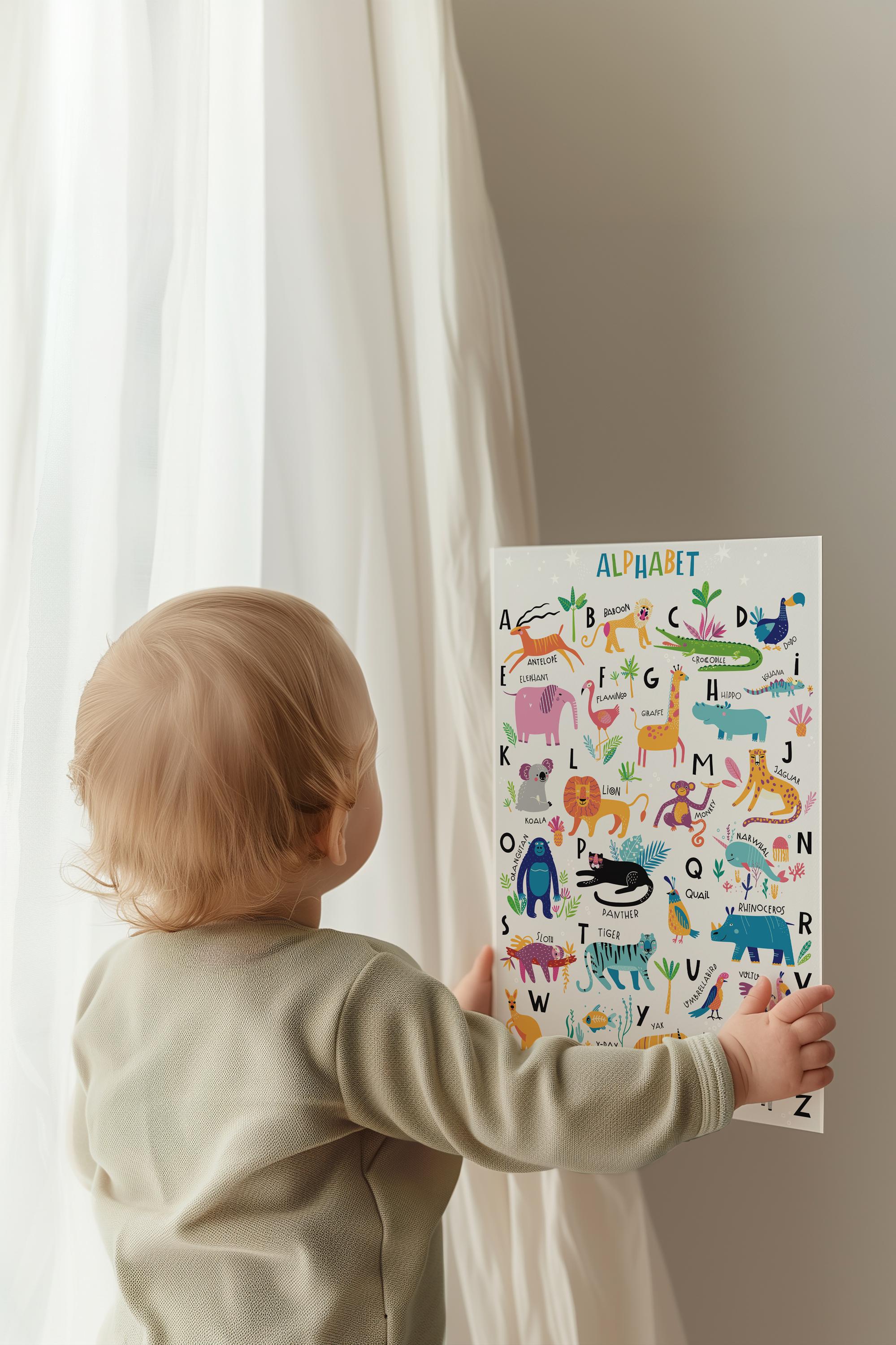 Safari Animal Alphabet Poster: Colorful ABC Nursery Art (digital ...
