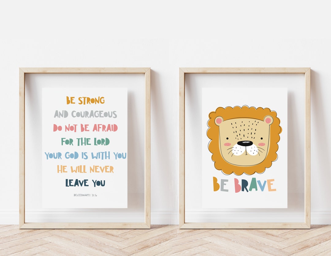 Bible Verse Wall Art | Scripture Nursery Prints | Be Strong and ...