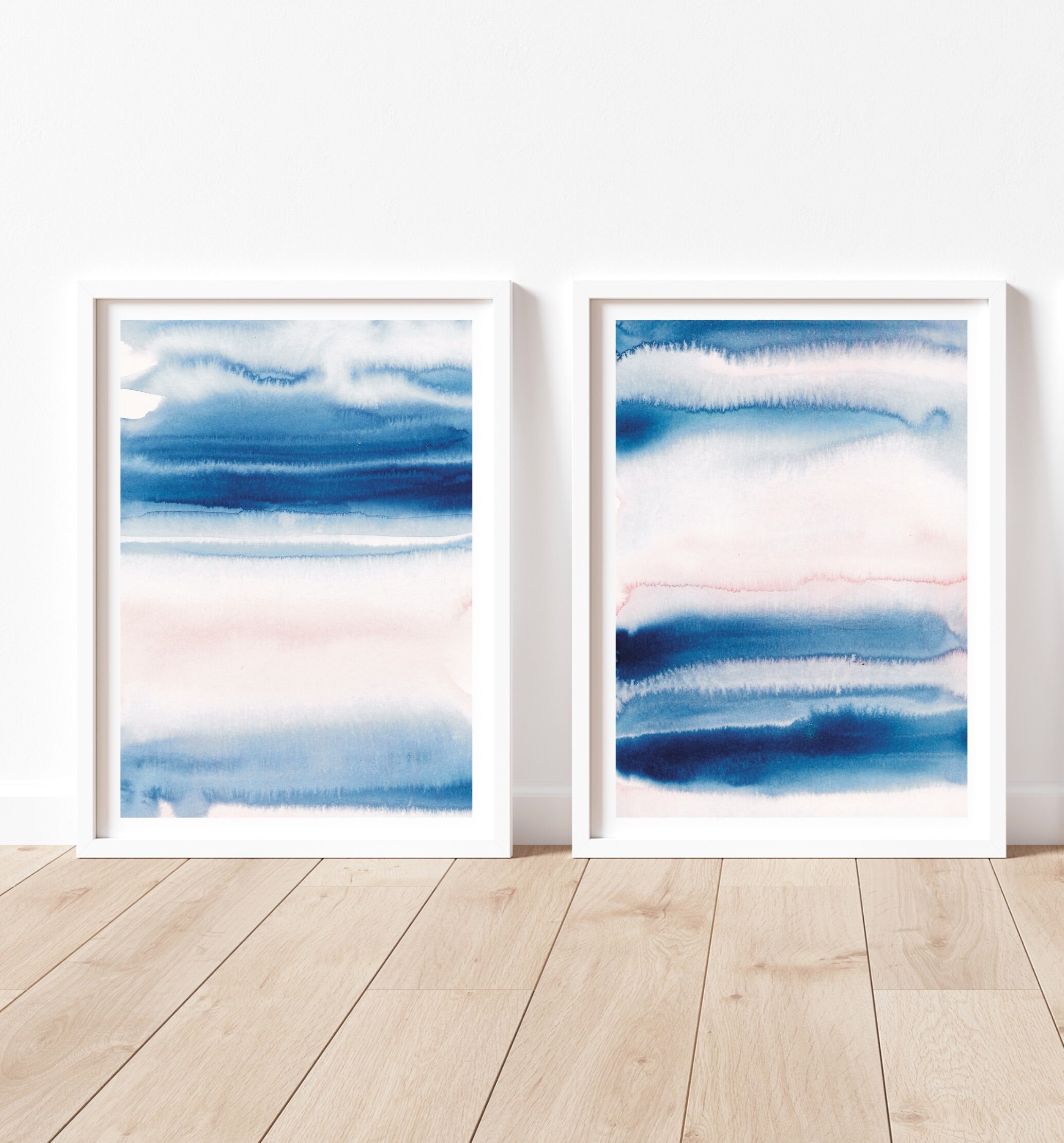 Blue Pink Watercolour Abstract Landscape Watercolour Wall - Etsy UK