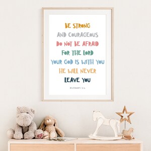 Bible Verse Wall Art | Scripture Nursery Prints | Be Strong and ...