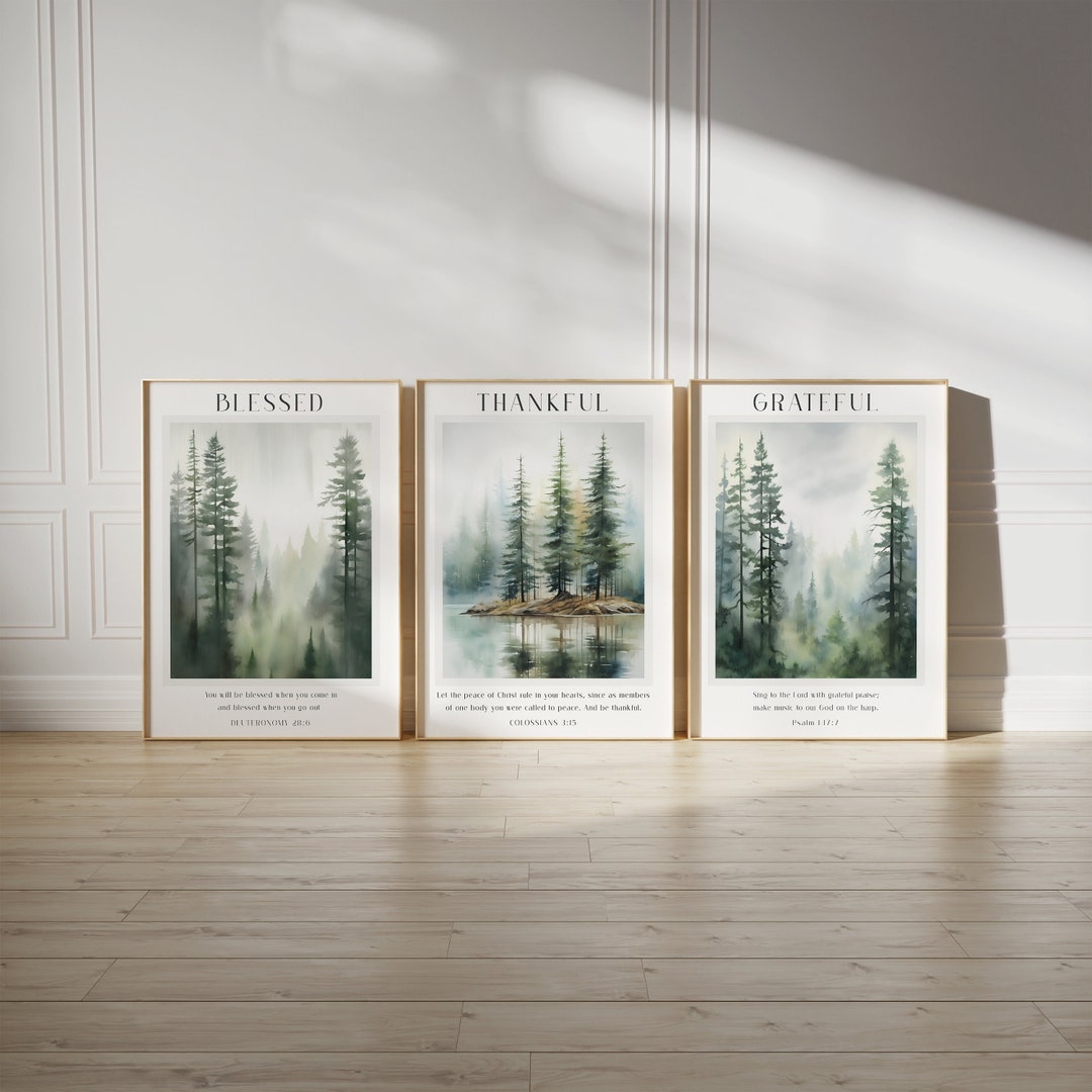 Bible Verse Wall Art, Watercolour Prints, Blessed Print Set of 3 ...