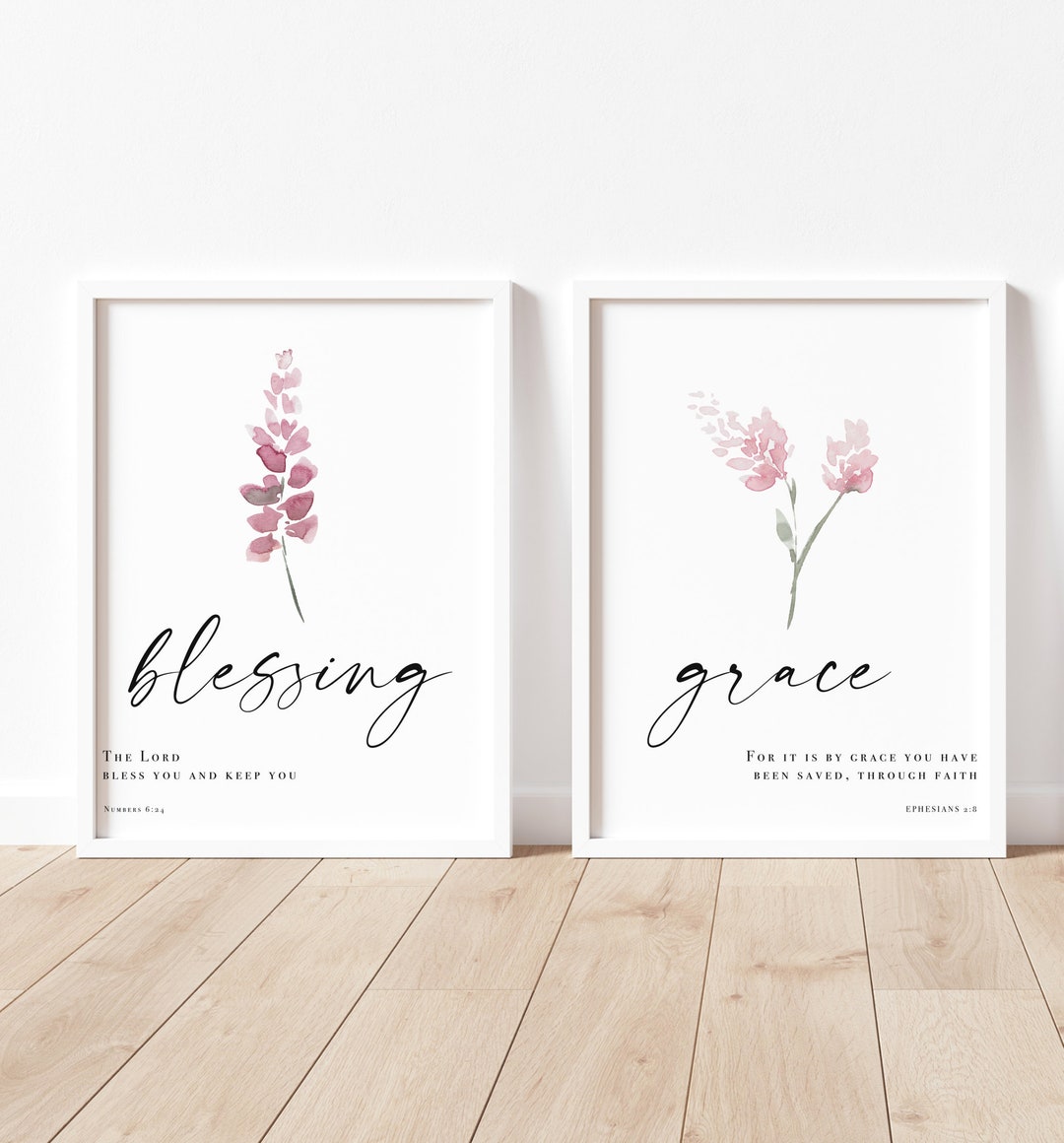 Christian Scripture Wall Art Duo, Numbers 6 24 & Ephesians 2 8 ...