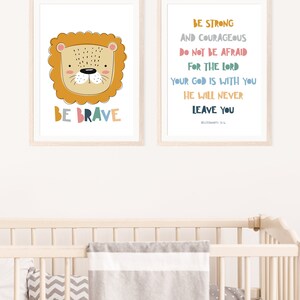 Bible Verse Wall Art | Scripture Nursery Prints | Be Strong and ...
