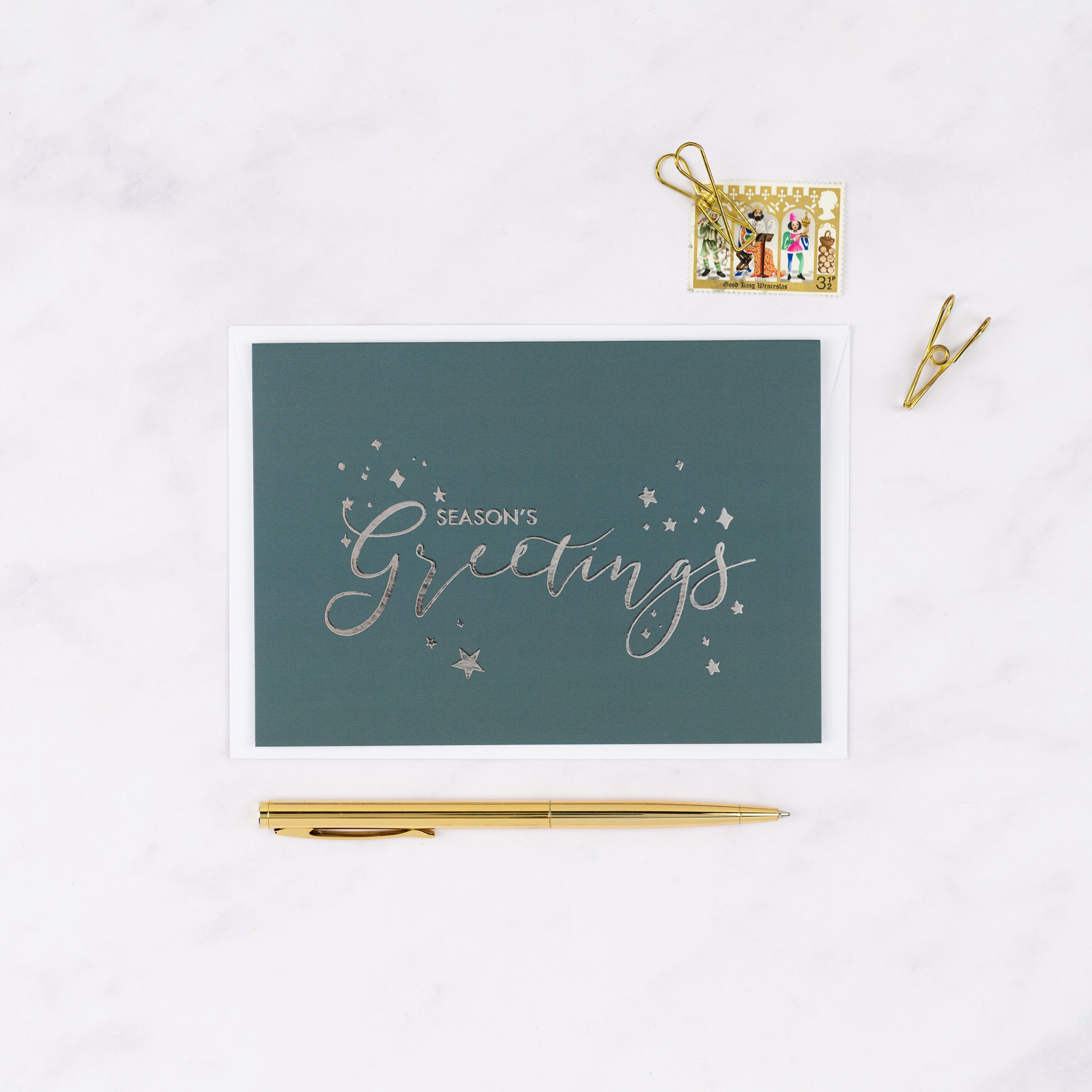 Gold Foil Embossed Christmas Card Set: Hand-lettered Luxury A6 Cards ...