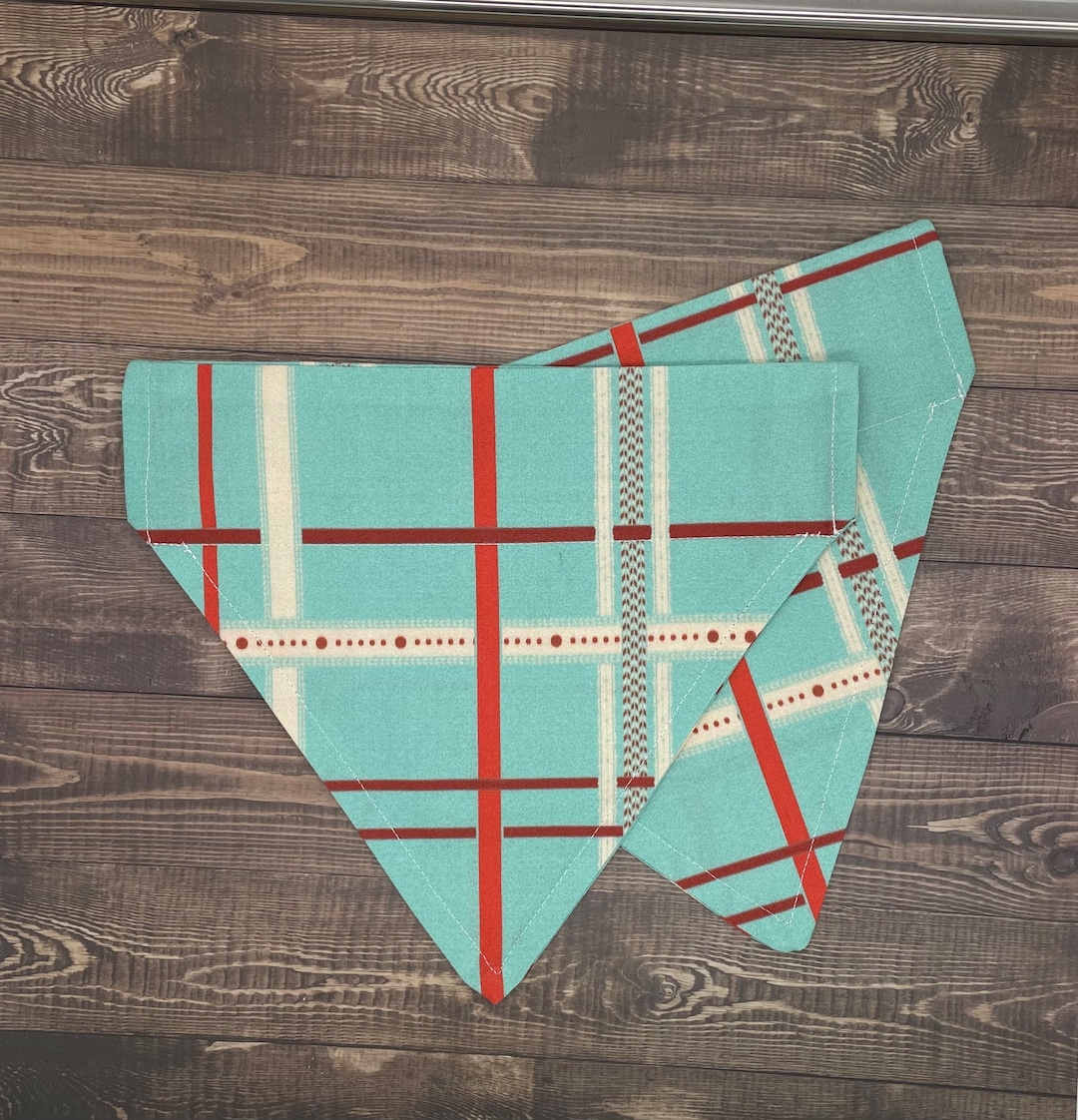 The "turquoise and Red Plaid" Bandana - Etsy