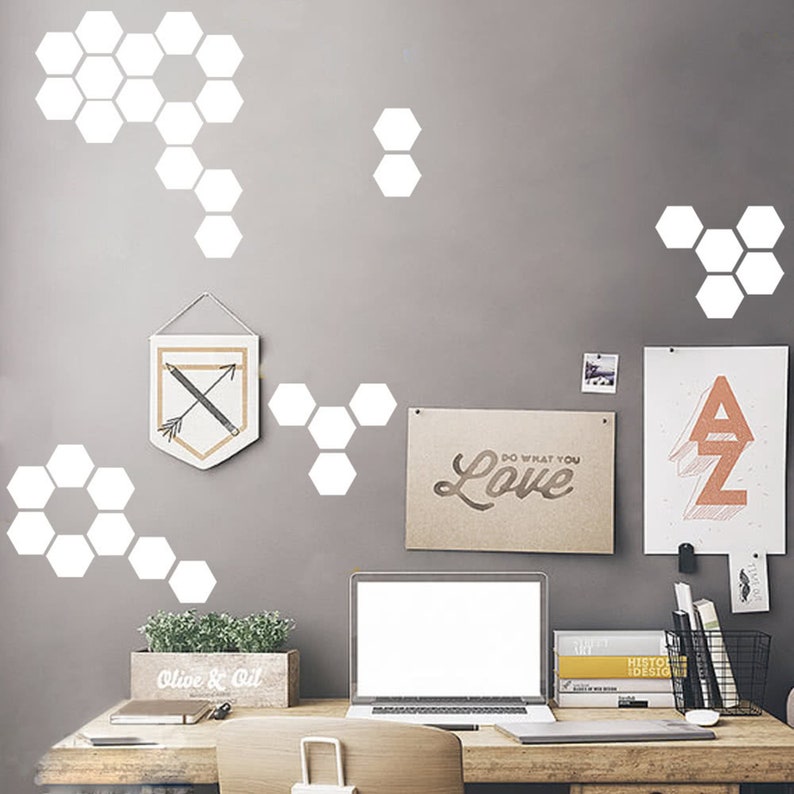 12pcs Modern Adhesive Hexagonal 3d Diy Acrylic Wall Mirror Etsy